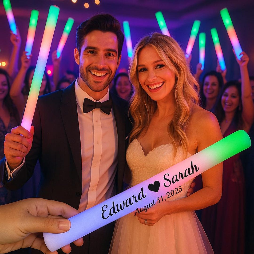 100 Customizable LED Foam Party Sticks: 16 Inch, Flashing Glow Batons ...