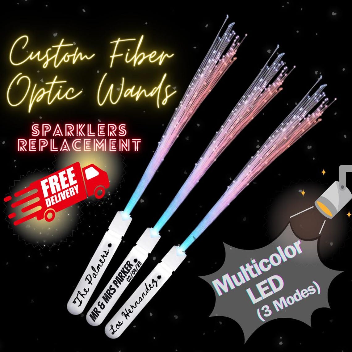 50 Customizable LED Fiber Optic Wands: Wedding Send-off Party Favors - Etsy