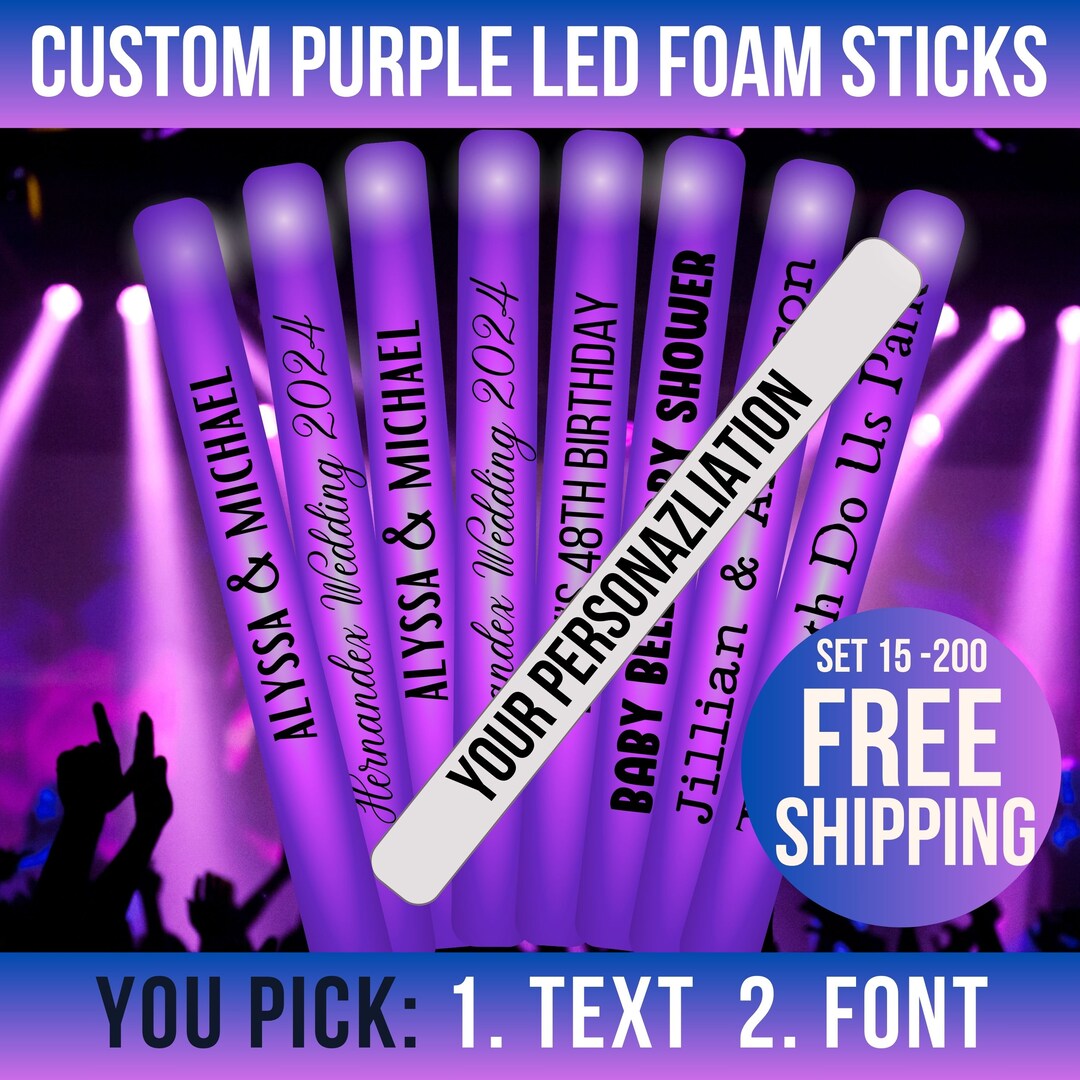 100 CUSTOM Single & Multi Color LED Light Foam Glow Sticks 16 Inch - Etsy