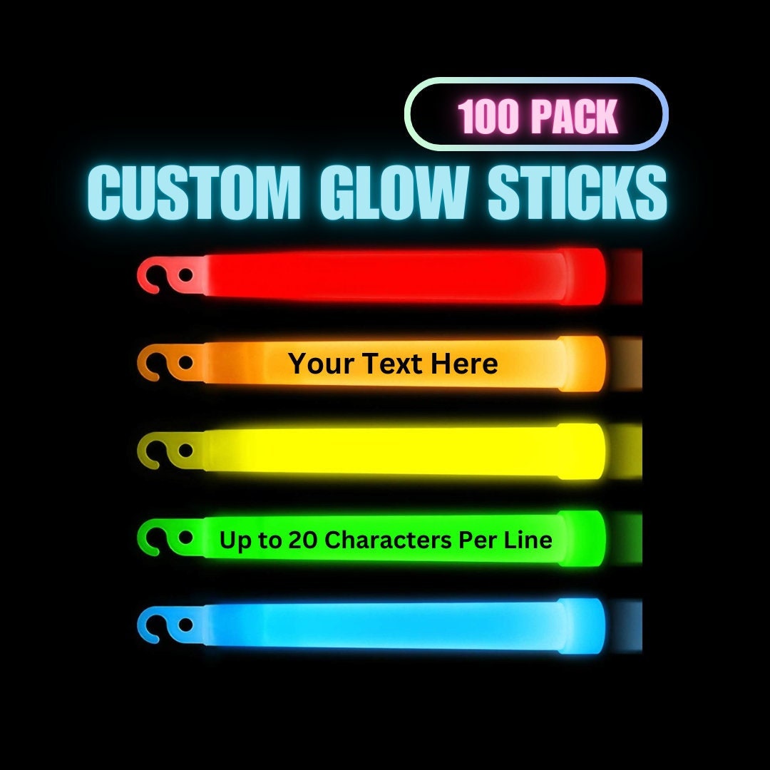100 Personalized 6 Assorted Color Glow Sticks - Etsy