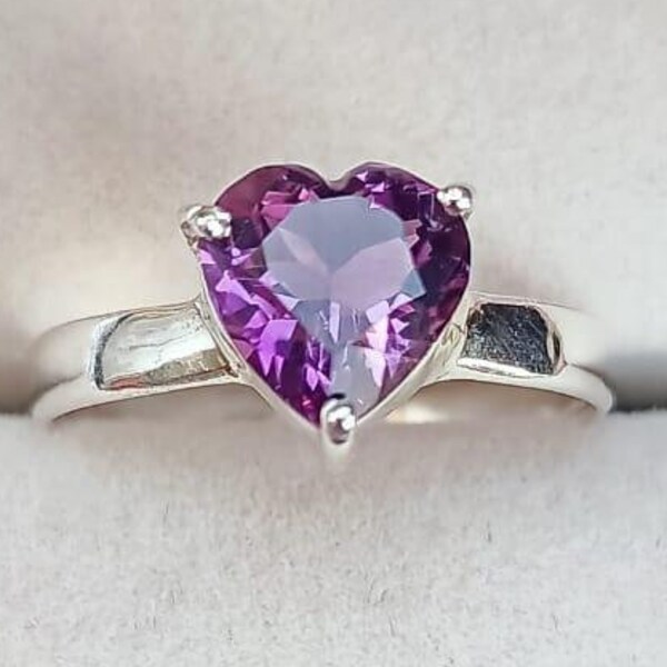 Amethyst Heart Ring - Etsy