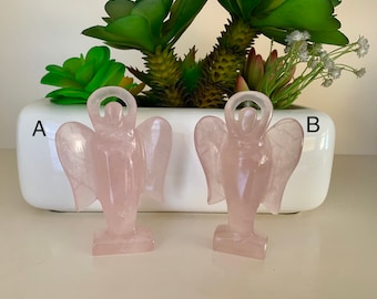 Rose Quartz Angel Figurine - Etsy