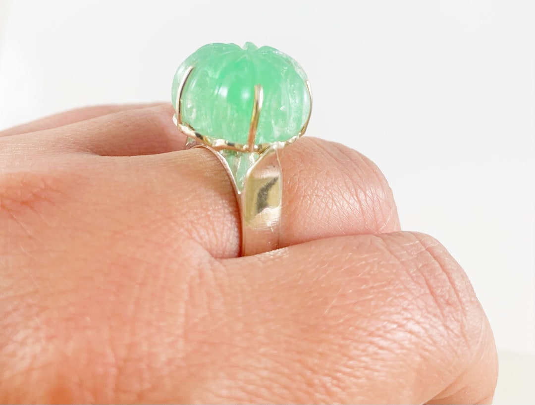 Extraordinary Green Fluorite Ring Carved Floral Fluorspar - Etsy