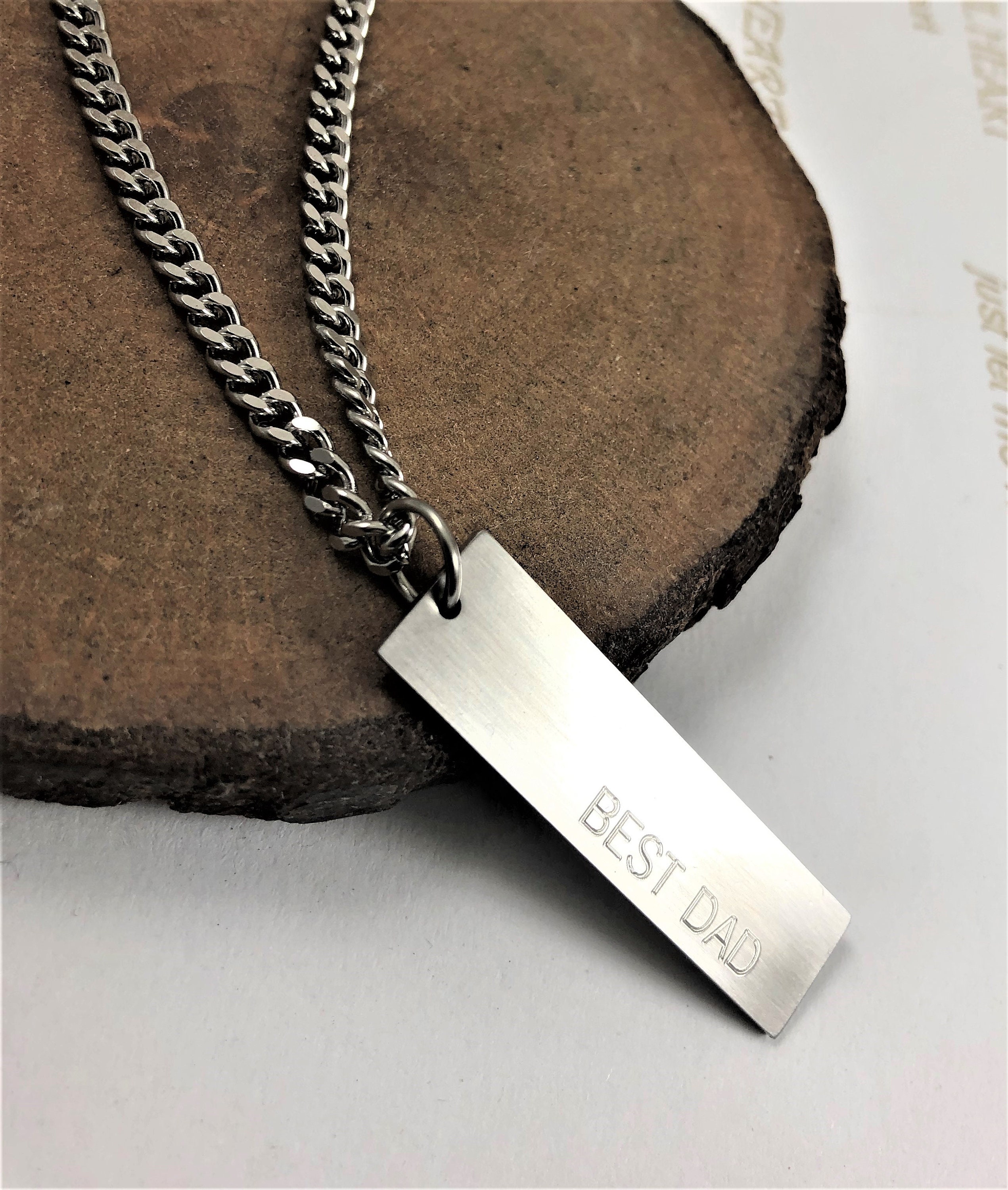 FREE SHIPPING-Best Dad Personalized Necklace Engraved Pendant | Etsy