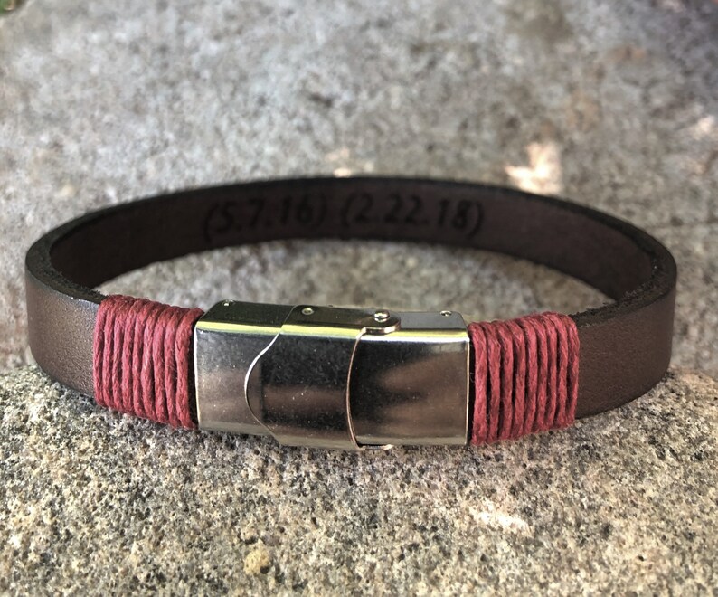 Personalized Mens Leather Braceletcustom Bracelet - Etsy