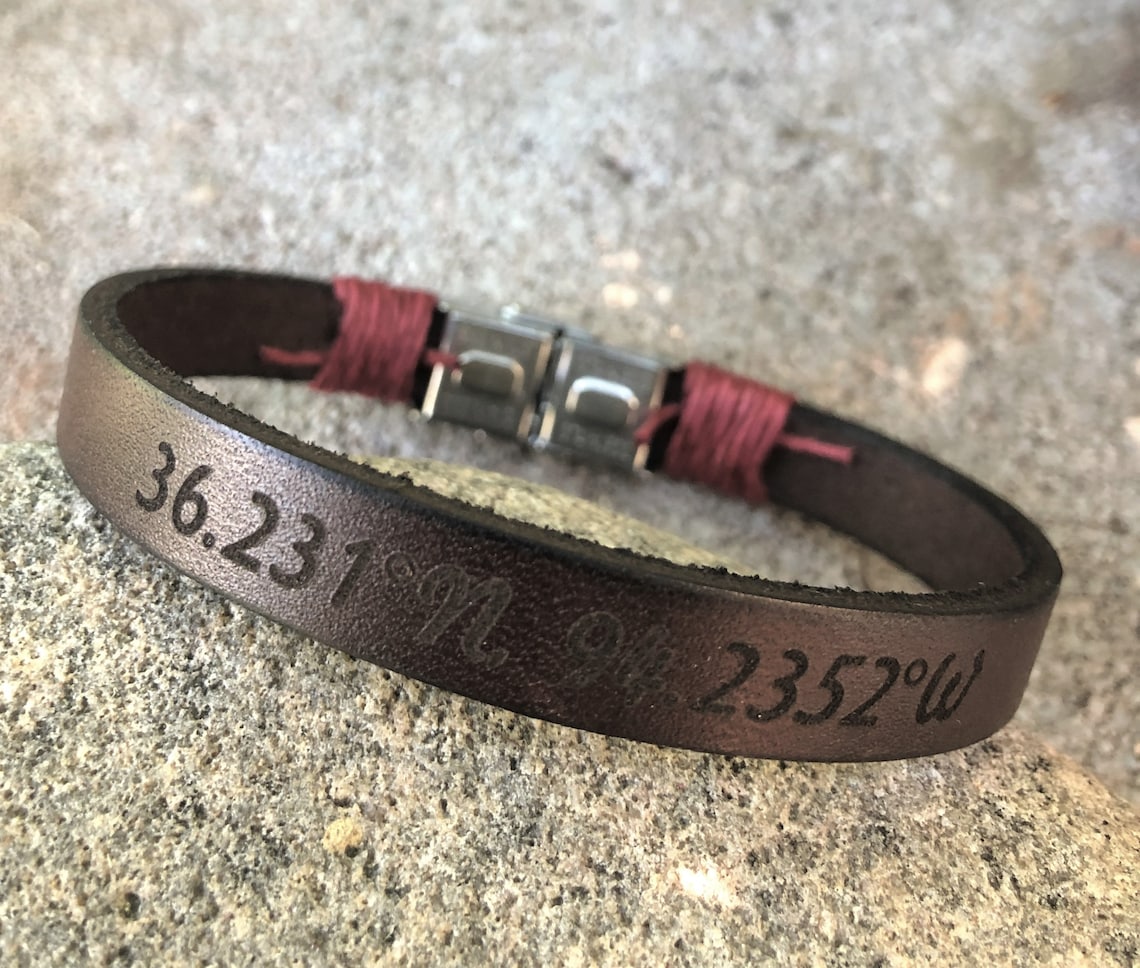 Personalized Mens Leather BraceletCustom Bracelet | Etsy