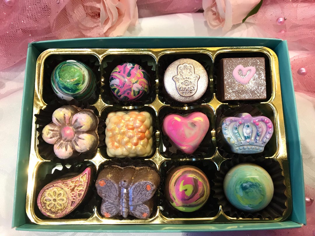 Luxury Belgian Chocolate Gift Box of 12 Hand Made Artisan - Silky Soft ...