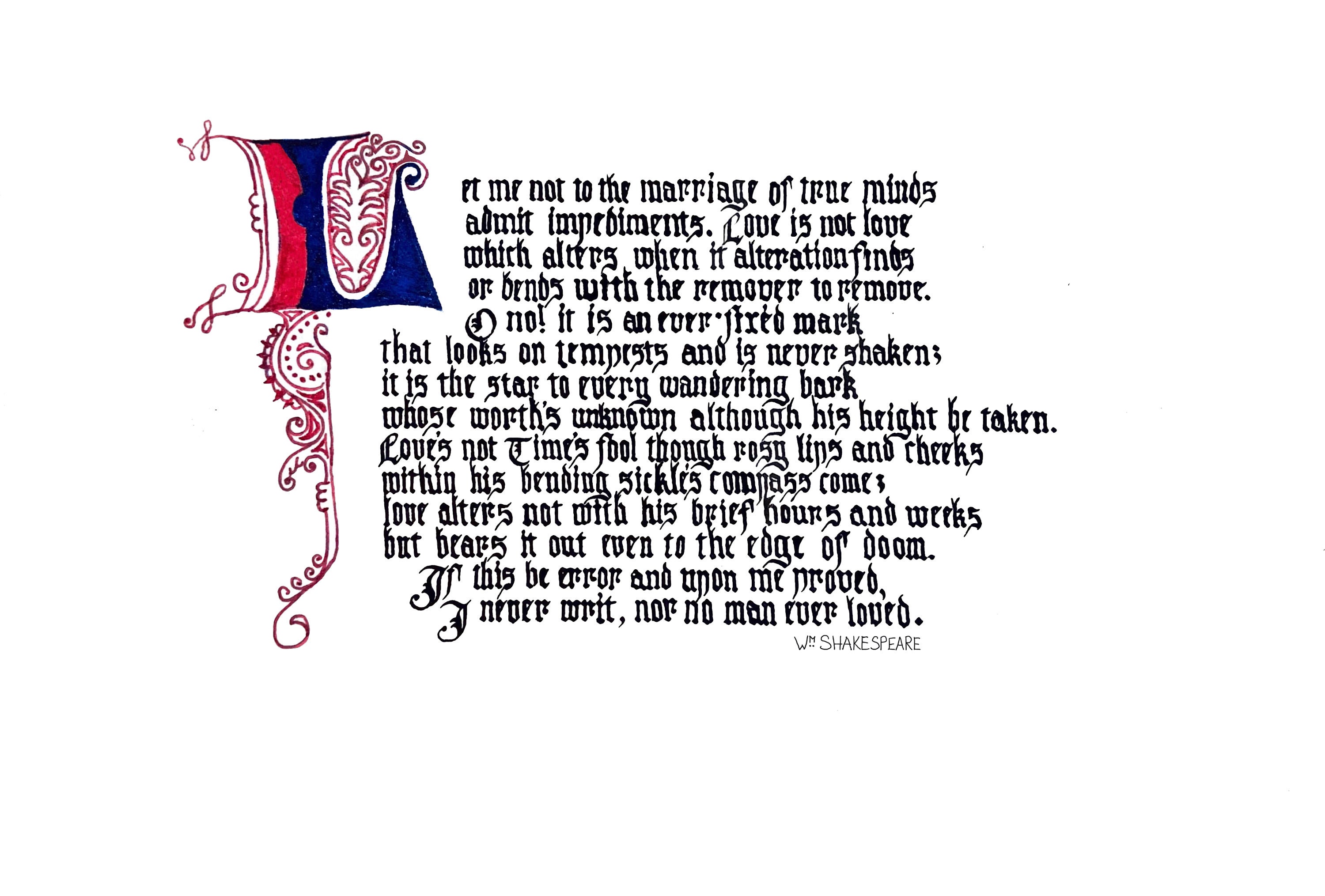 Shakespeare's Sonnet 116 Calligraphy Print on 6"x9" Cardstock - Etsy