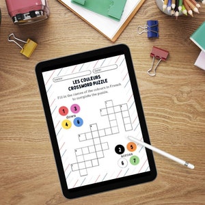 French Colour Vocabulary Crossword Worksheet With Answer Sheet for ...