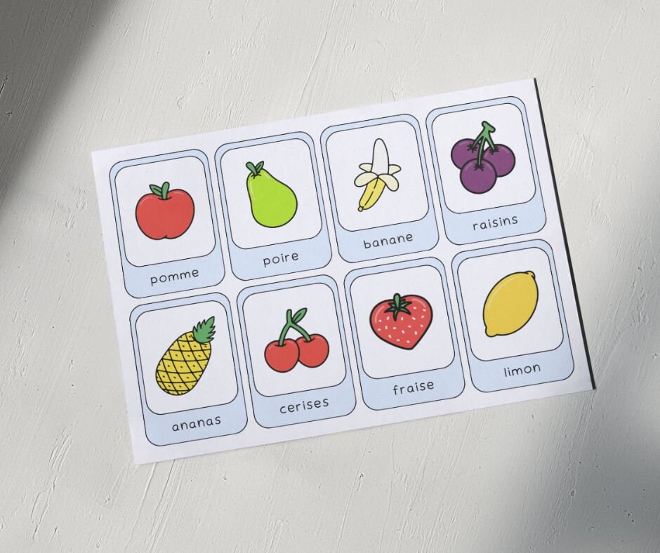 Learn French Lesson Pack! Cute Food Vocabulary Flashcards and Teacher ...