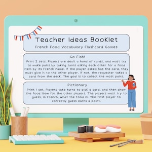 Learn French Lesson Pack Cute Food Vocabulary Flashcards and Teacher ...