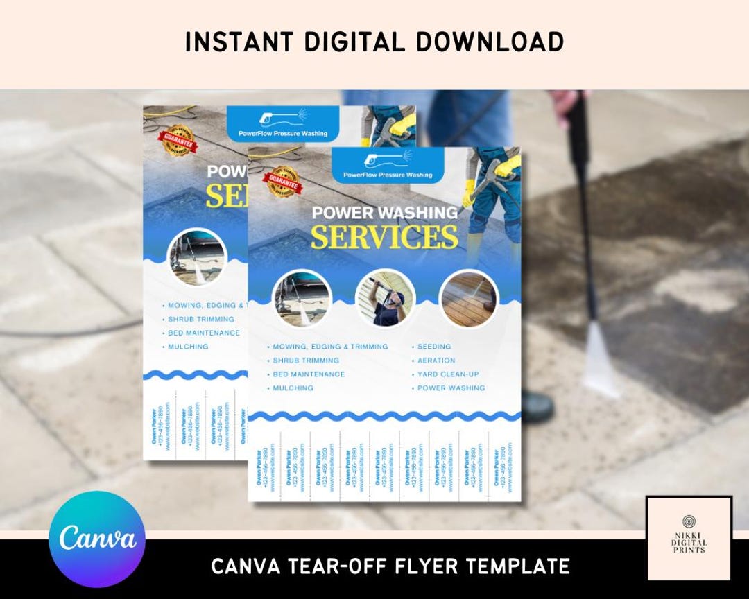Power Washing Flyer Template for Cleaning Services | Tear-off Flyer ...