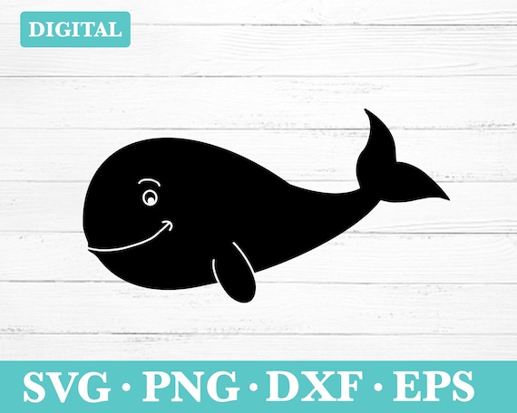 Whale Download Svg Cute Whale Clipart Whale Silhouette SVG | Etsy