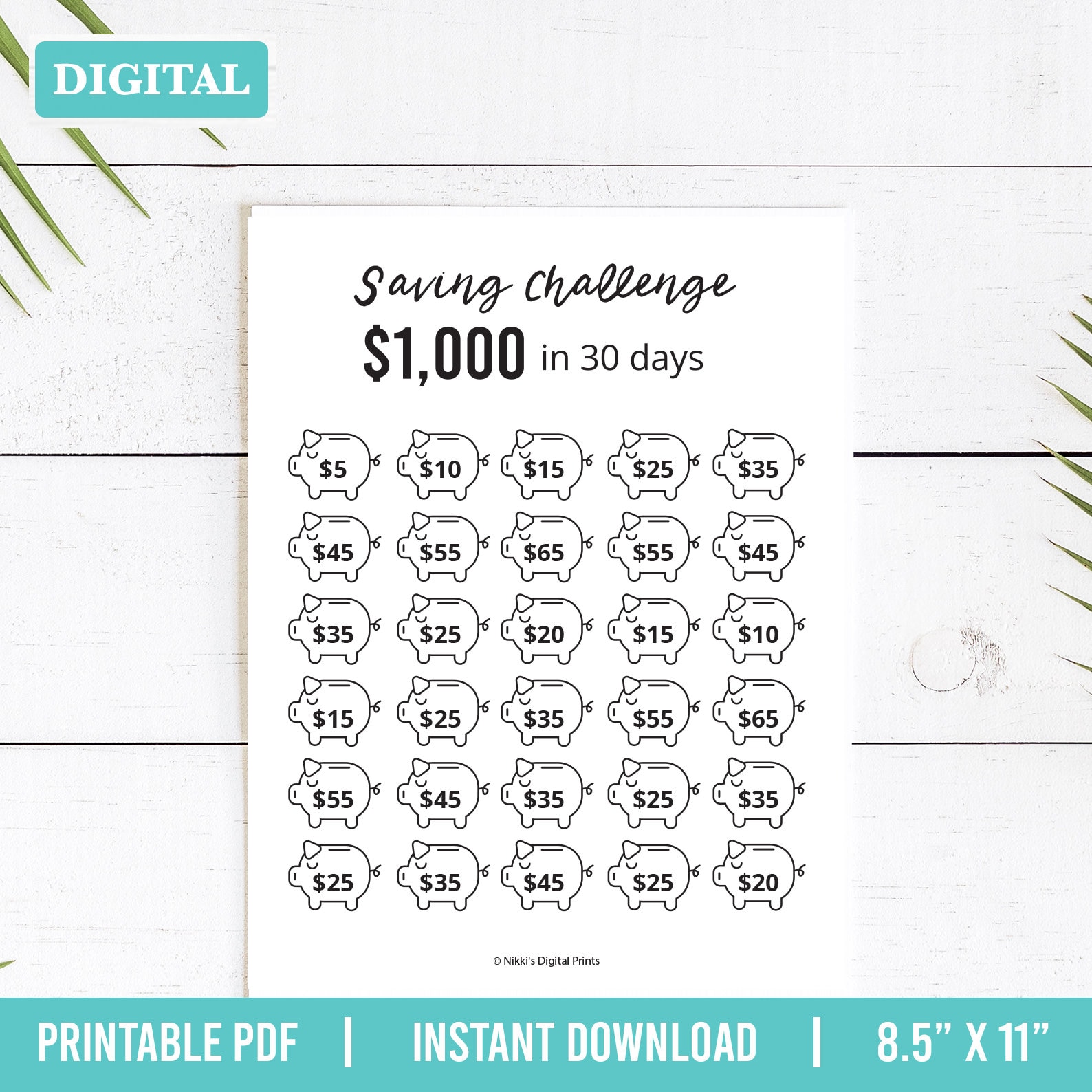 Save 1000 Dollars in 30 Days Challenge, 30 Days Money Saving Challenge ...