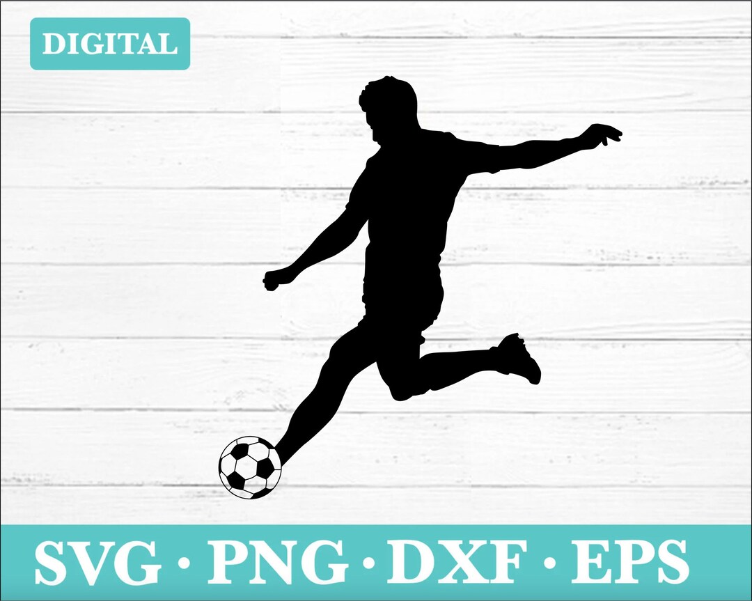 Soccer Player Silhouette SVG: Kicking Ball Clipart (digital Download ...