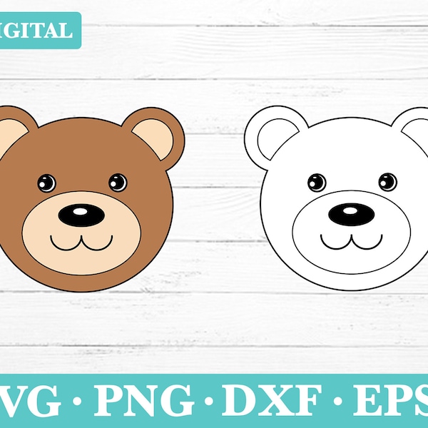Bear Face Svg - Etsy