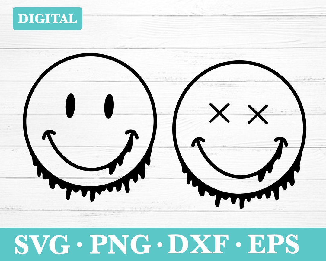 Dripping Smiley Face SVG Clipart: Digital Download - Etsy