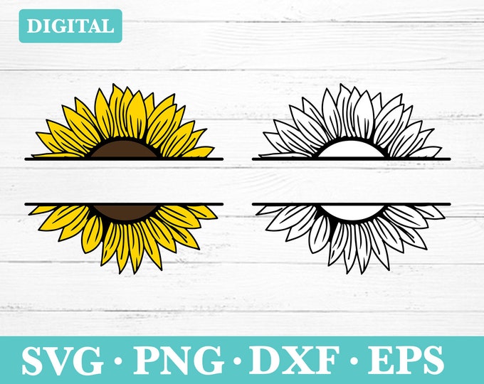 Sunflower Split Frame Svg Flower Frame Border Floral Banner Outline Png ...