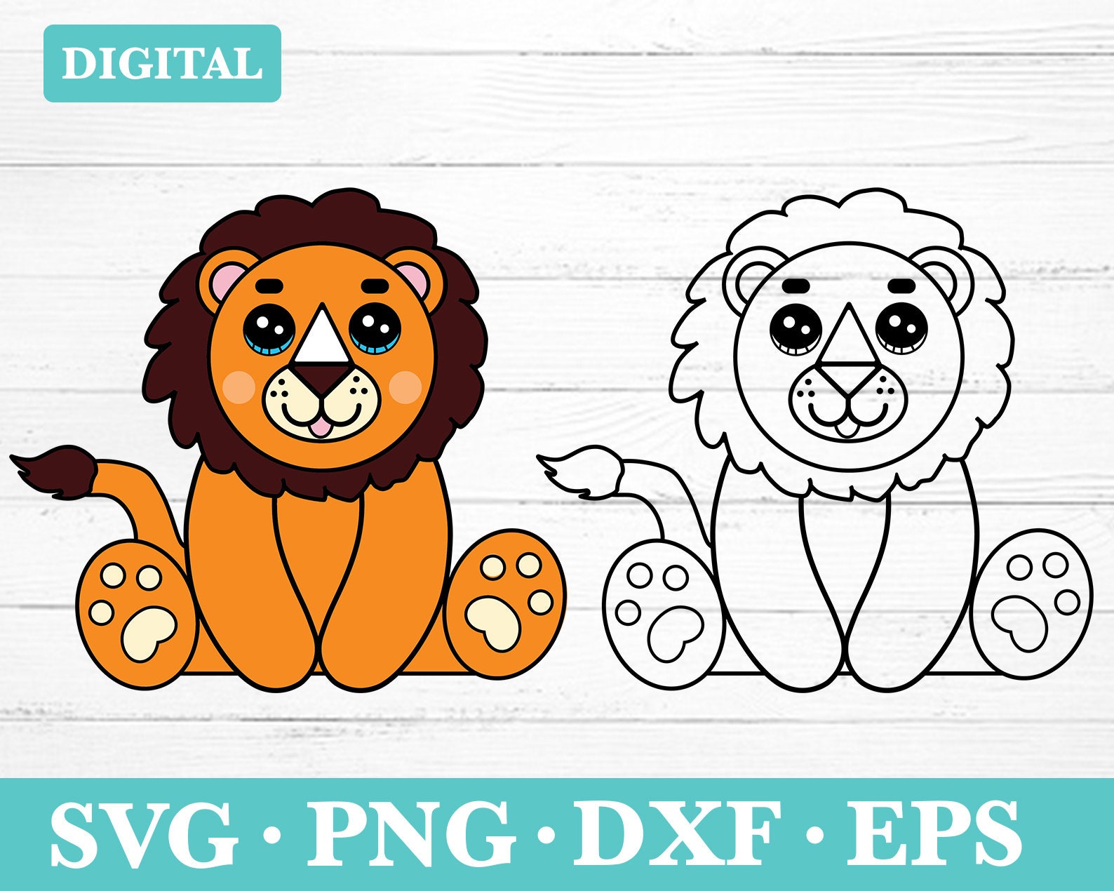 Cute Baby Lion Svg, Sweet Lion Cub Clipart, Jungle Animal Layered Files ...