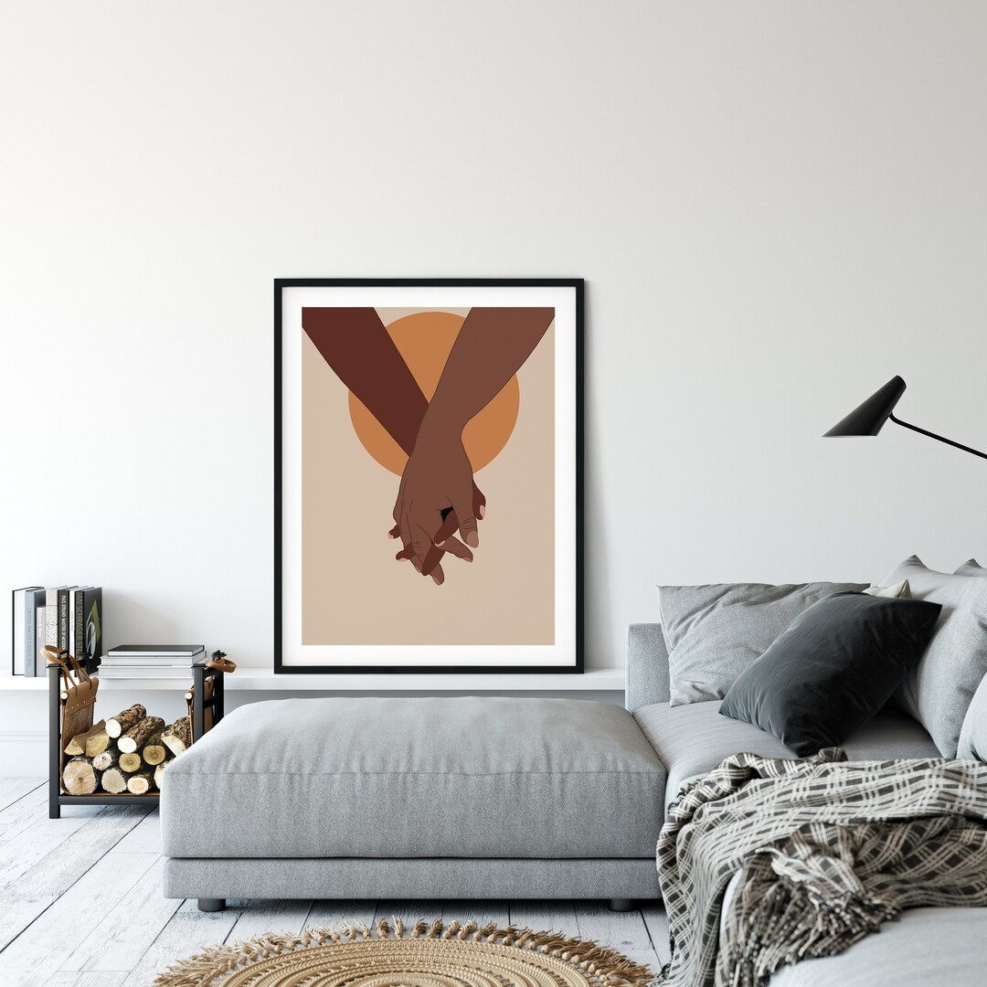 Abstract Hand Art Print: Black Hands Poster, Boho Decor (digital ...
