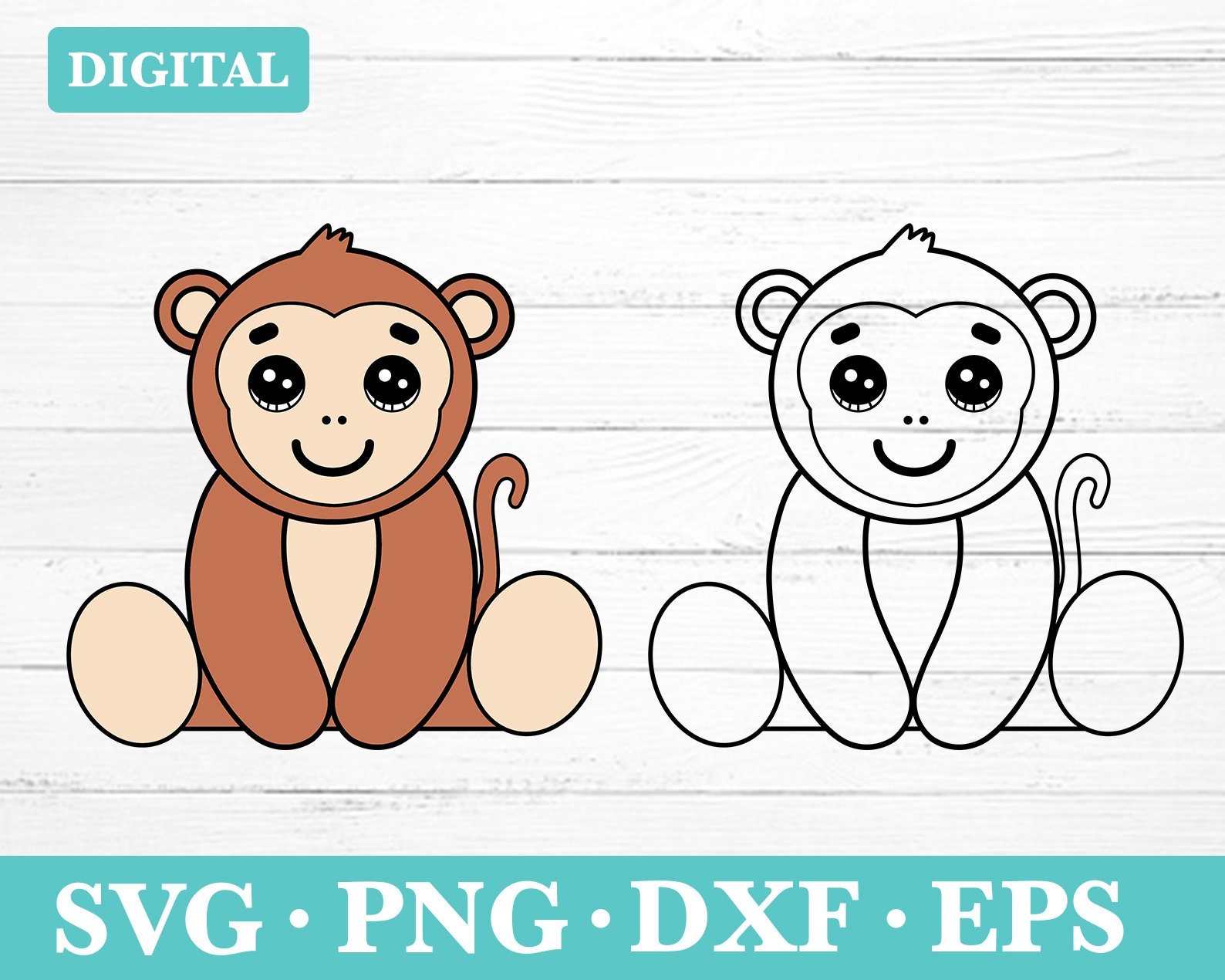 Cute Baby Monkey Svg, Baby Monkey Clipart Svg, Monkey Layered Files ...