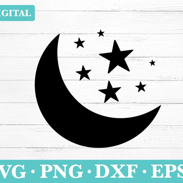 Moon and Stars - Etsy