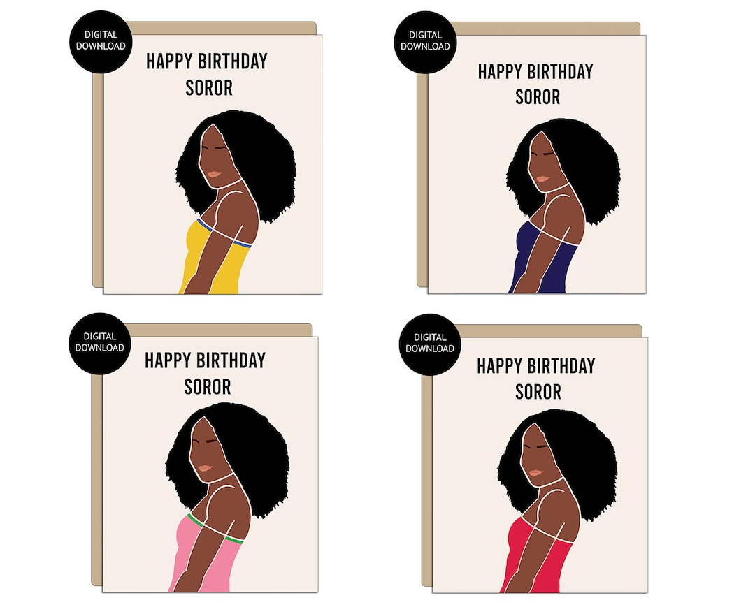 Happy Birthday Soror Greeting Card for Sorority Sister (digital ...