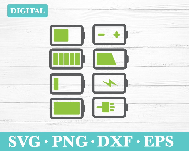 Battery Svg, Battery Svg Bundle, Low Battery Svg, Full Battery Svg ...