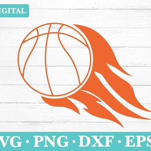 Basketball Flames Svg, Ball on Fire Cut Files, Basketball Clip Art ...
