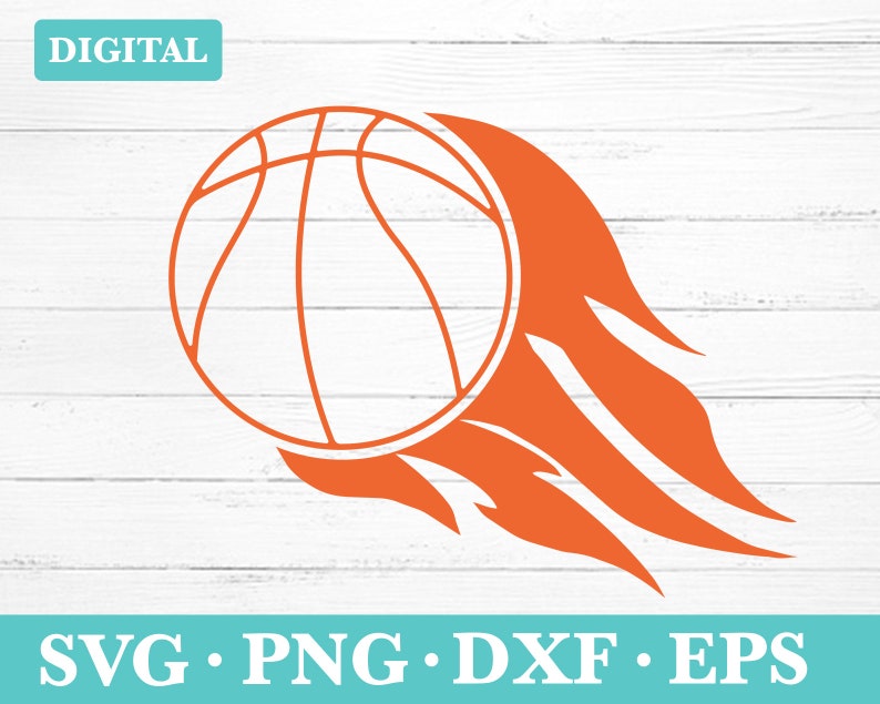 Basketball Flames Svg, Ball on Fire Cut Files, Basketball Clip Art ...