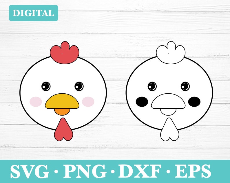 Chicken Face Download Svg, Cute Chick Clipart, Chicken Layered Files ...