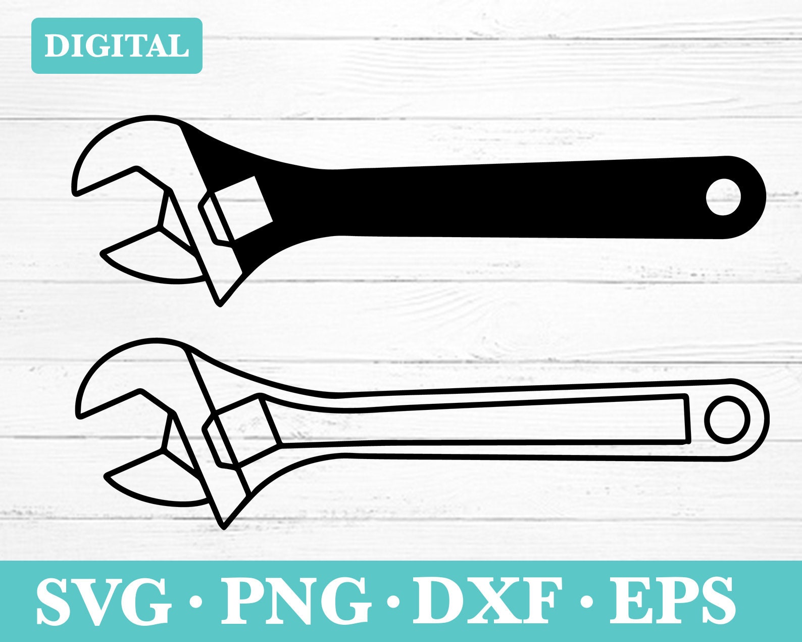 Wrench Digital Download Svg, Solid Wrench Clipart Silhouette, Svg, Png ...