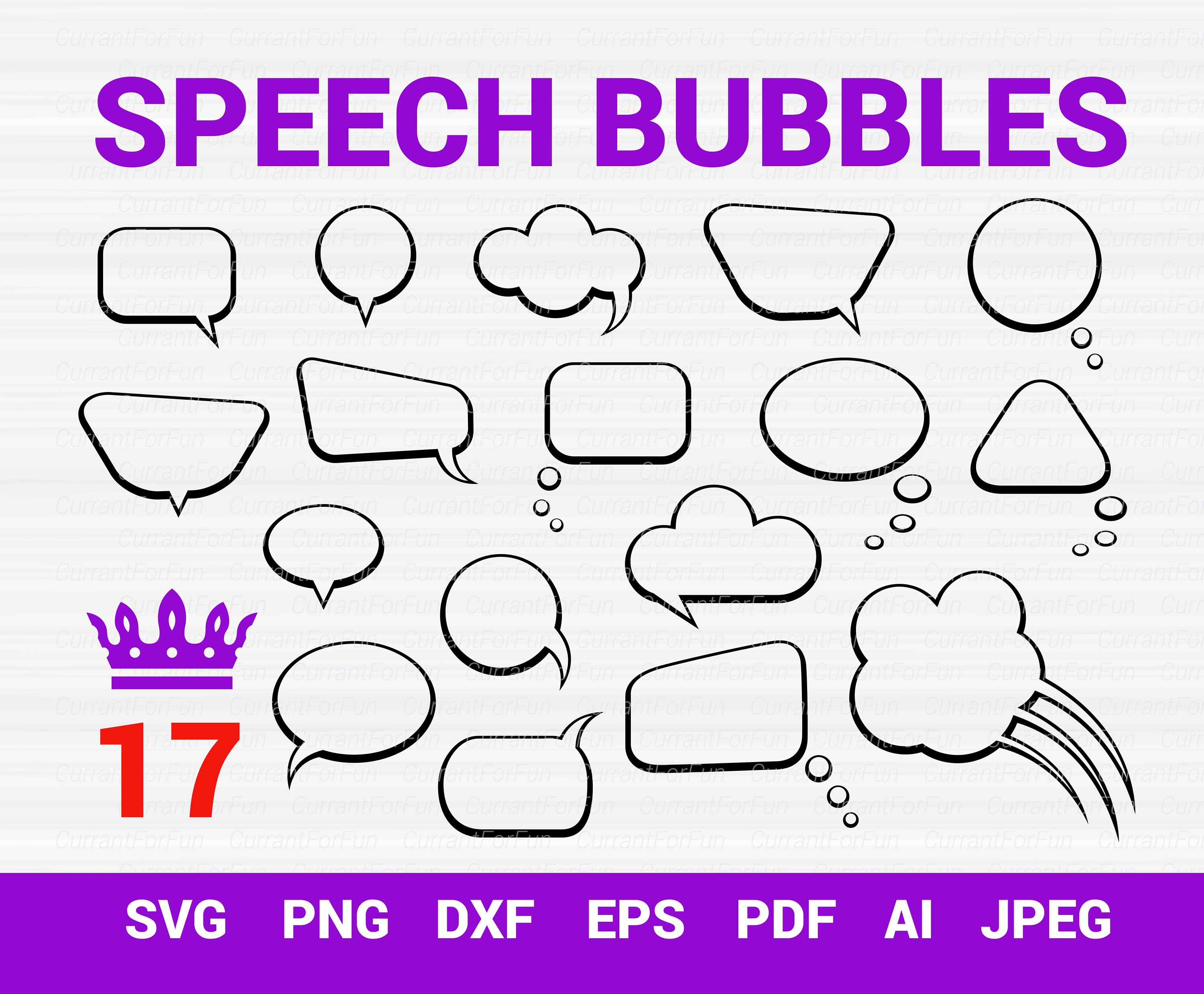 Thought Cloud svg Speech Bubble svg silhouette cut files commercial use ...