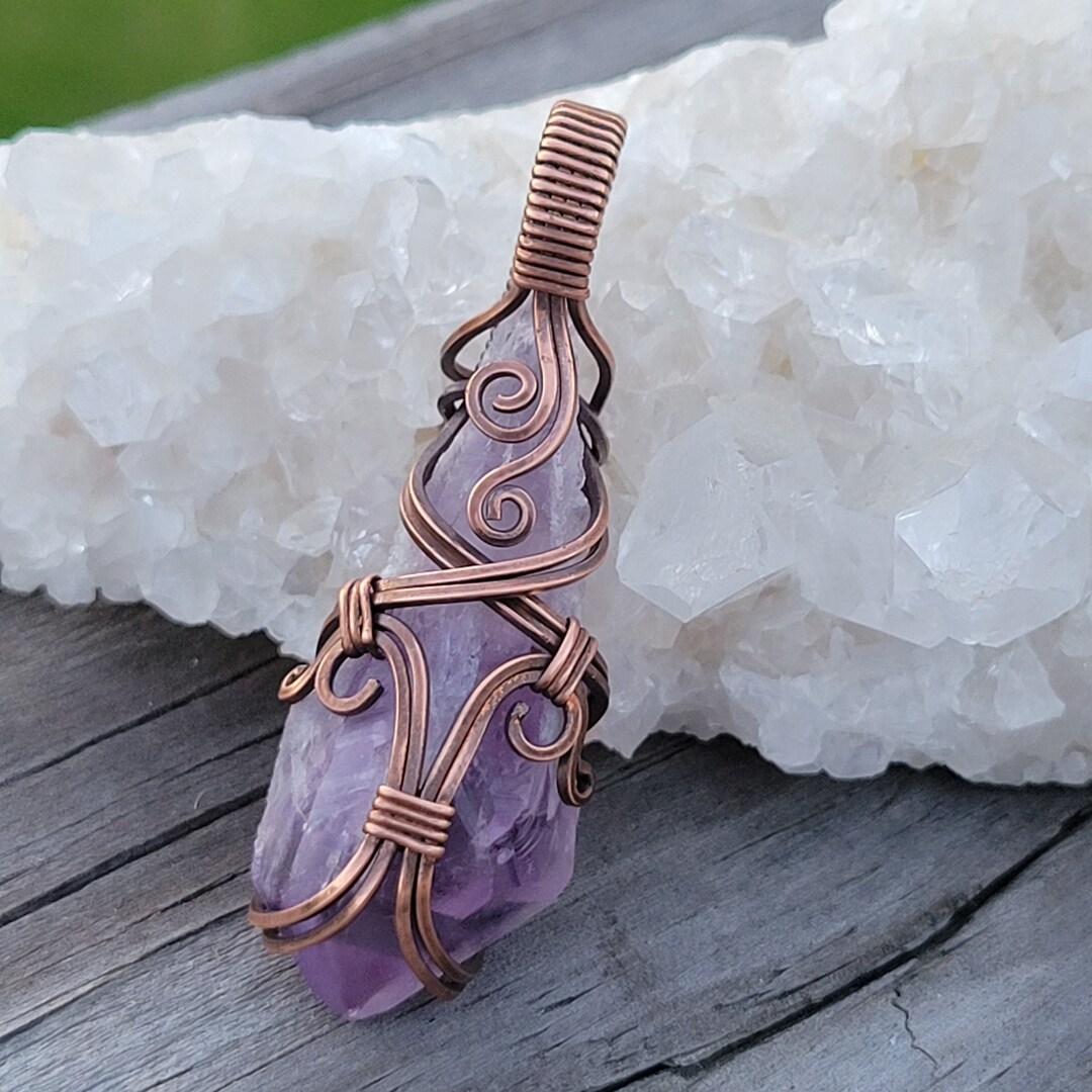 Amethyst Dog Tooth Dragon Tooth Amethyst Antiqued Copper Wirewrap - Etsy