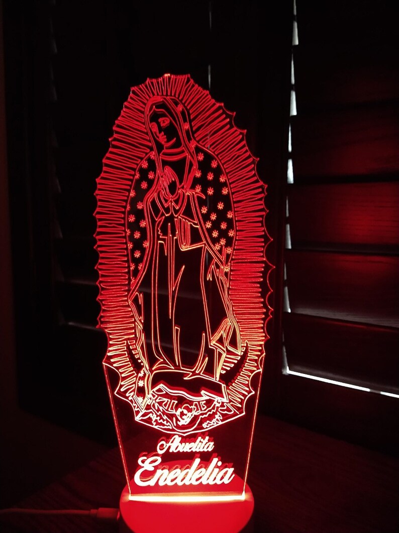Virgin Mary Night Light, Personalized Free, LED Night Lamp, With Remote ...
