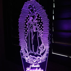 Virgin Mary Night Light, Personalized Free, LED Night Lamp, With Remote ...