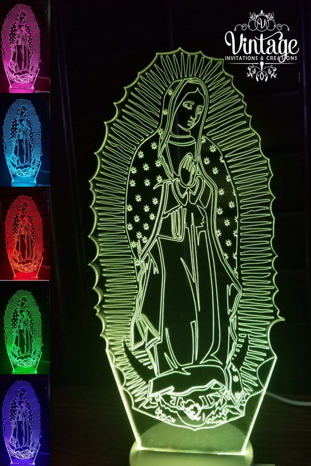 Virgin Mary Night Light, Personalized Free, LED Night Lamp, With Remote ...