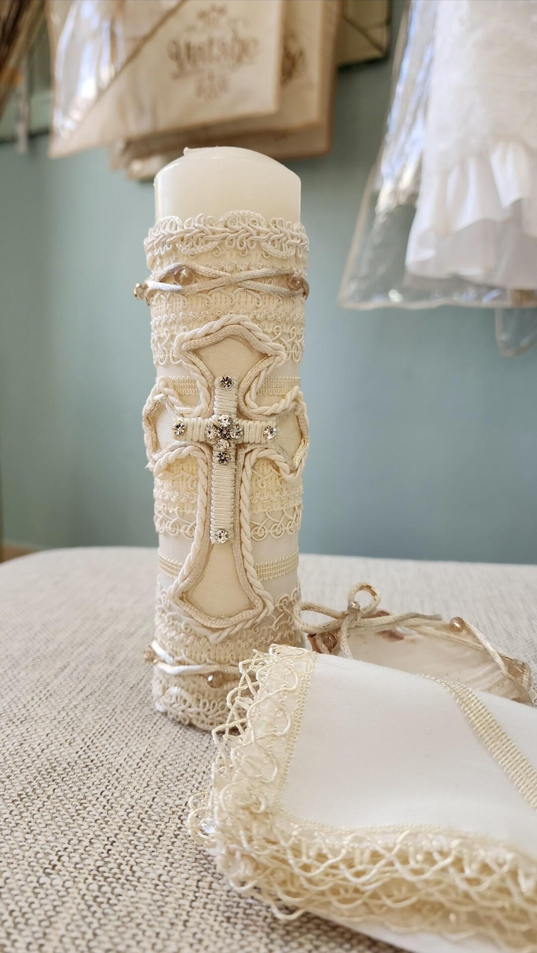 Handmade Christening Candle Set | Baptism Candles | Christening Gift ...