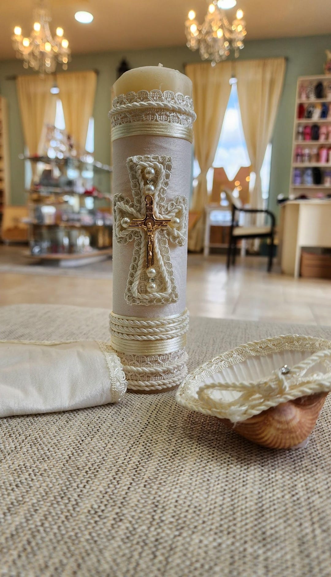 Handmade Christening Candle Set | Baptism Candles | Christening Gift ...