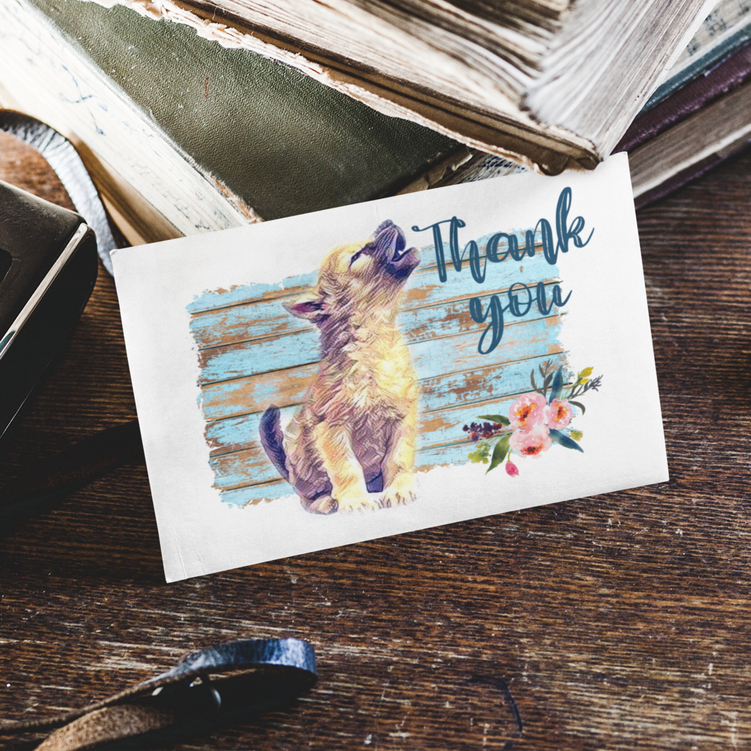 Thank You Card Send Gratitude and Heartfelt Thanks Wolf Pup | Etsy