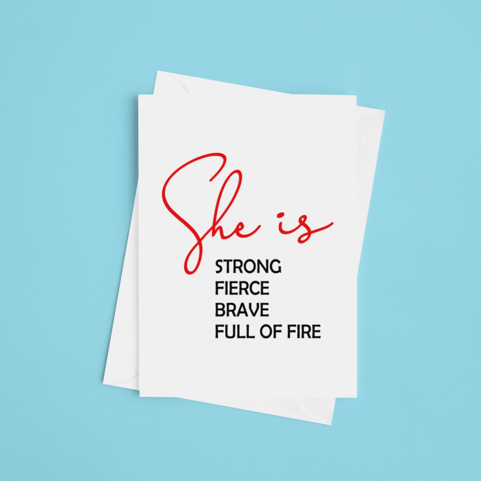 She is Strong Fierce Brave Full of Fire Greeting Card - Etsy