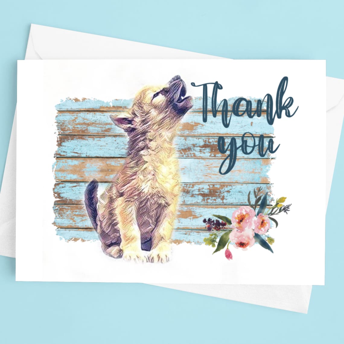 Thank You Card Send Gratitude and Heartfelt Thanks Wolf Pup - Etsy