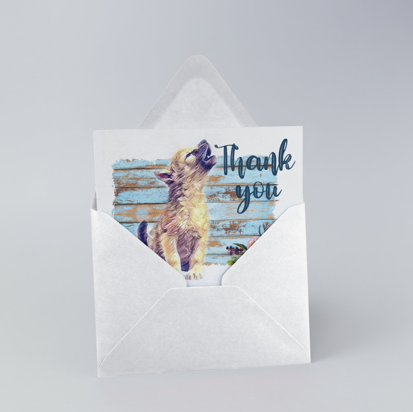 Thank You Card Send Gratitude and Heartfelt Thanks Wolf Pup | Etsy Canada