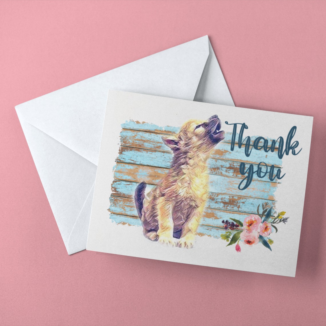 Thank You Card Send Gratitude and Heartfelt Thanks Wolf Pup | Etsy