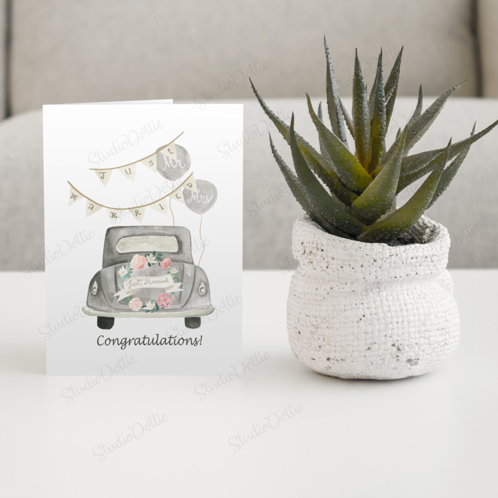 Just Married Wedding Card, Cards, Wedding, Congratulations, Gift for ...