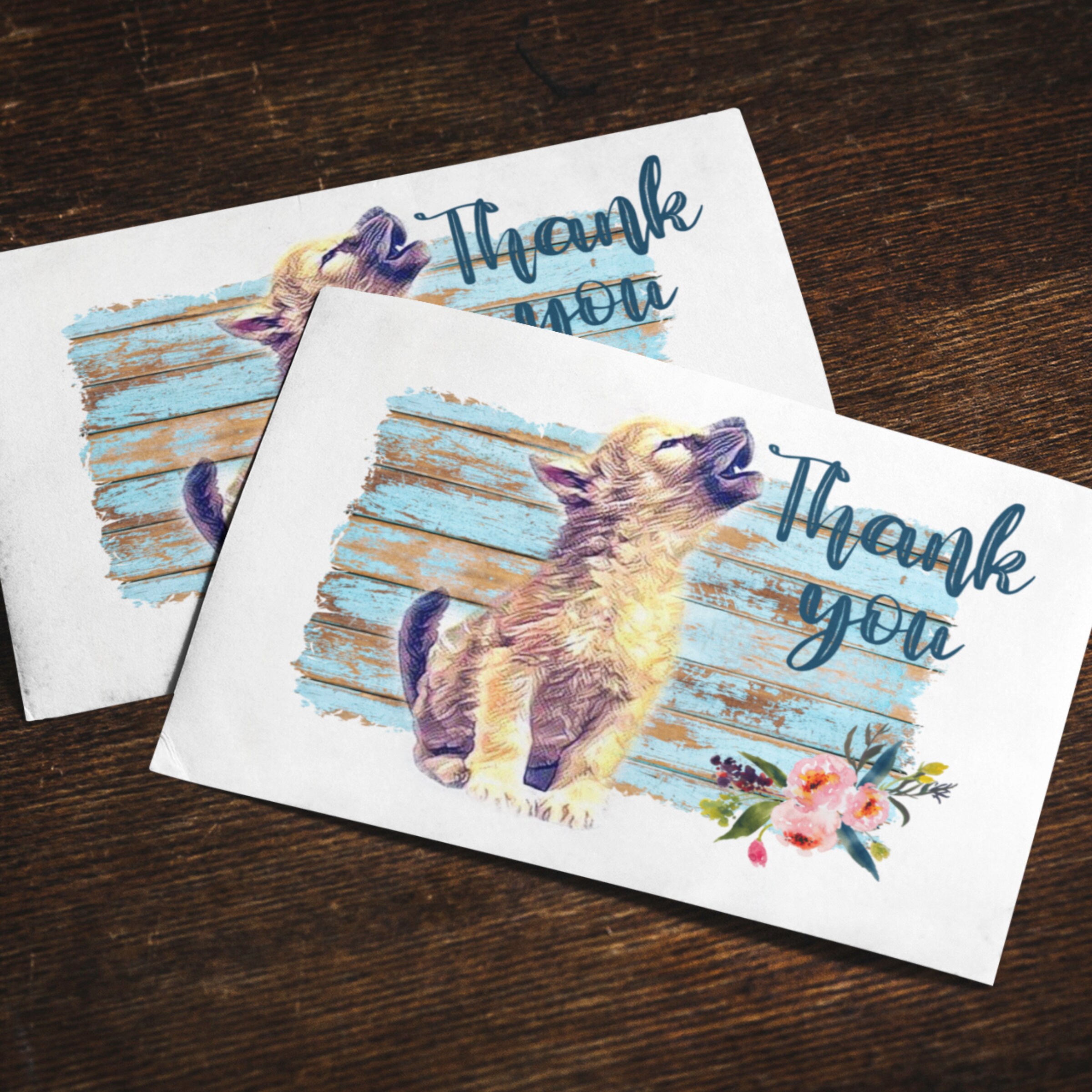 Thank You Card Send Gratitude And Heartfelt Thanks Wolf Pup | Etsy