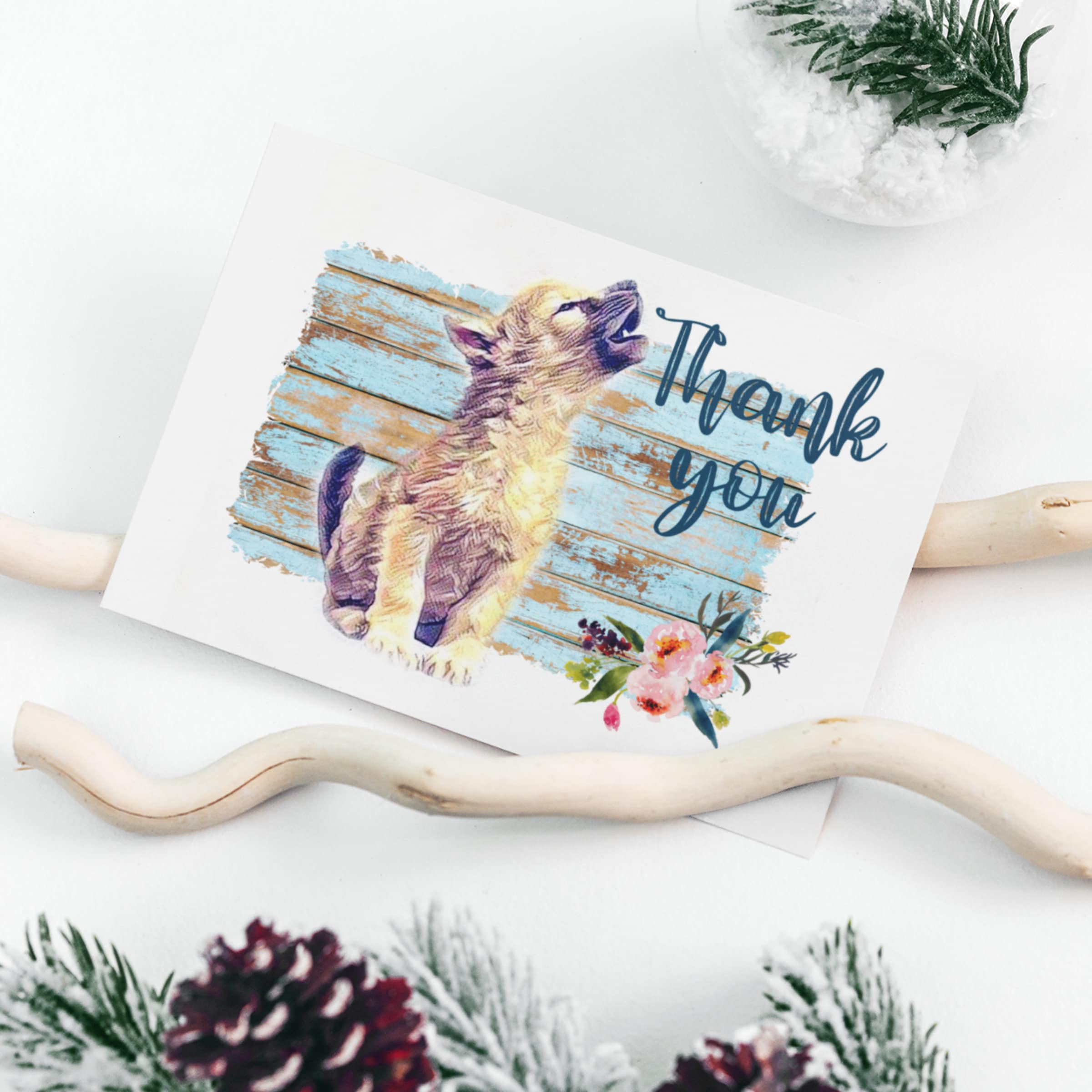 Thank You Card Send Gratitude and Heartfelt Thanks Wolf Pup | Etsy