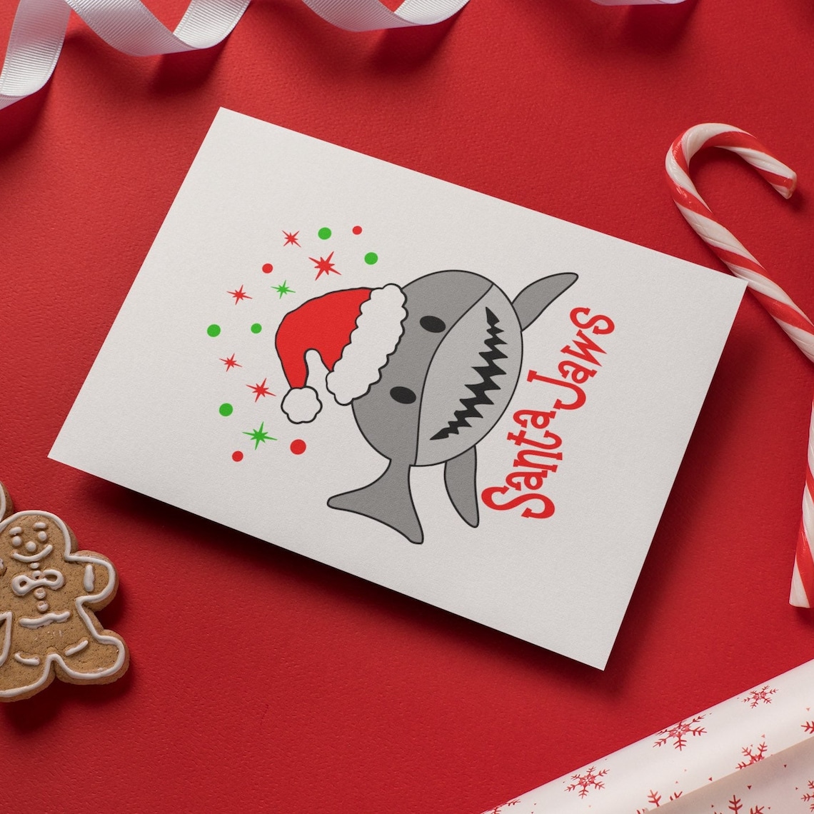 Santa Jaws Christmas Card, Happy Holidays, Ho Ho Ho, Christmas Cards ...