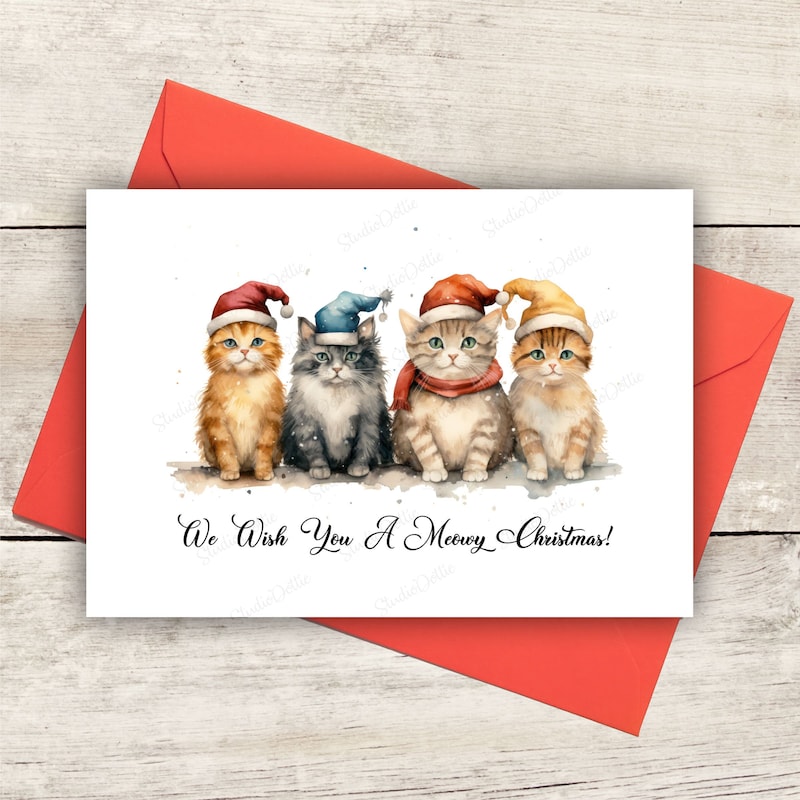 Cat Christmas Cards - Etsy