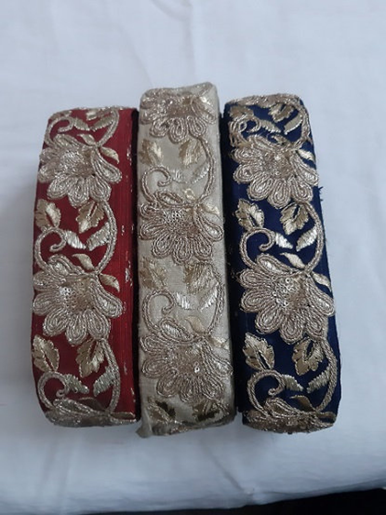 Floral Golden Jari Work Laces 10 Yards Etsy